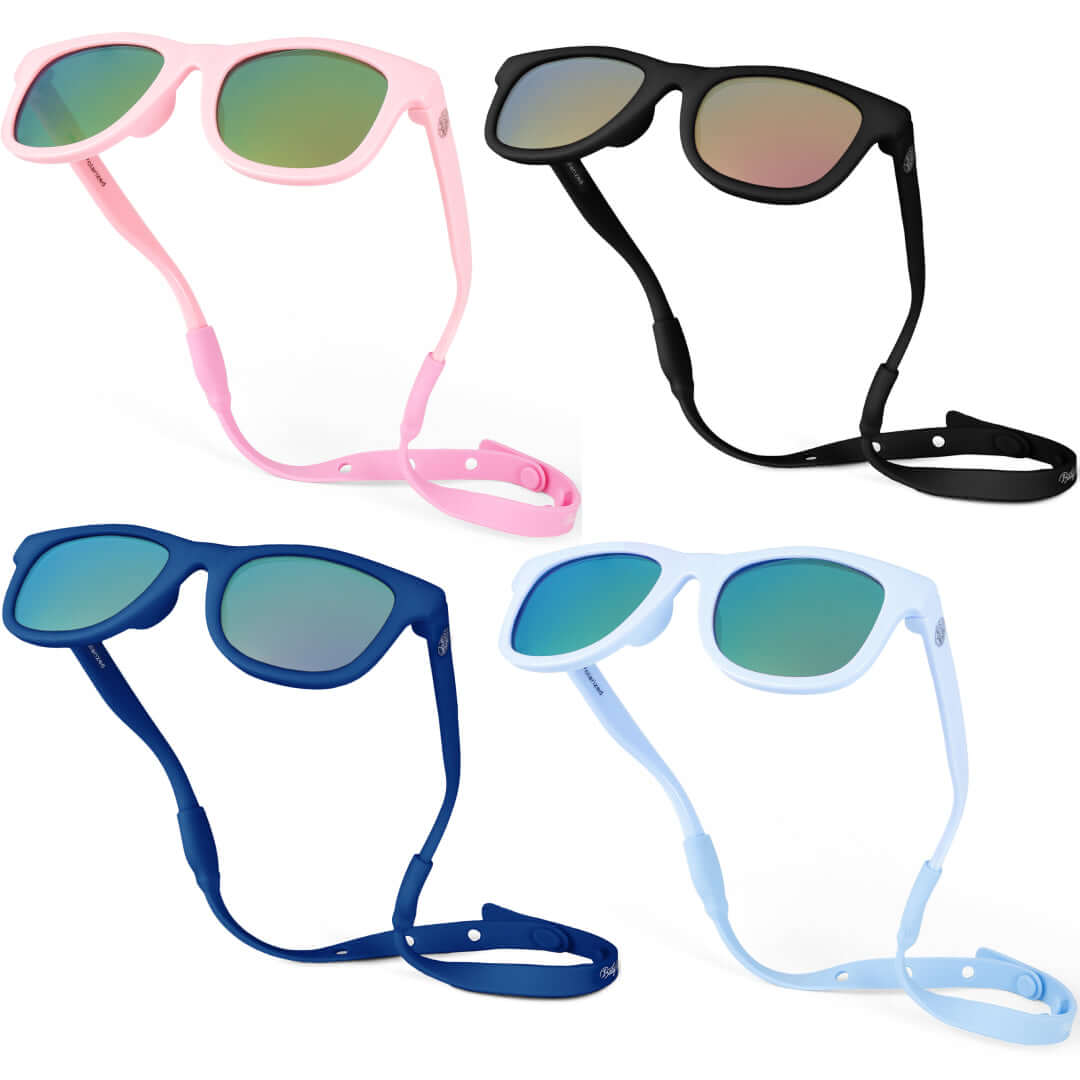 Polarized Baby Sunglasses with Strap 0-24 Months – Sky Blue / Navy Blue ...